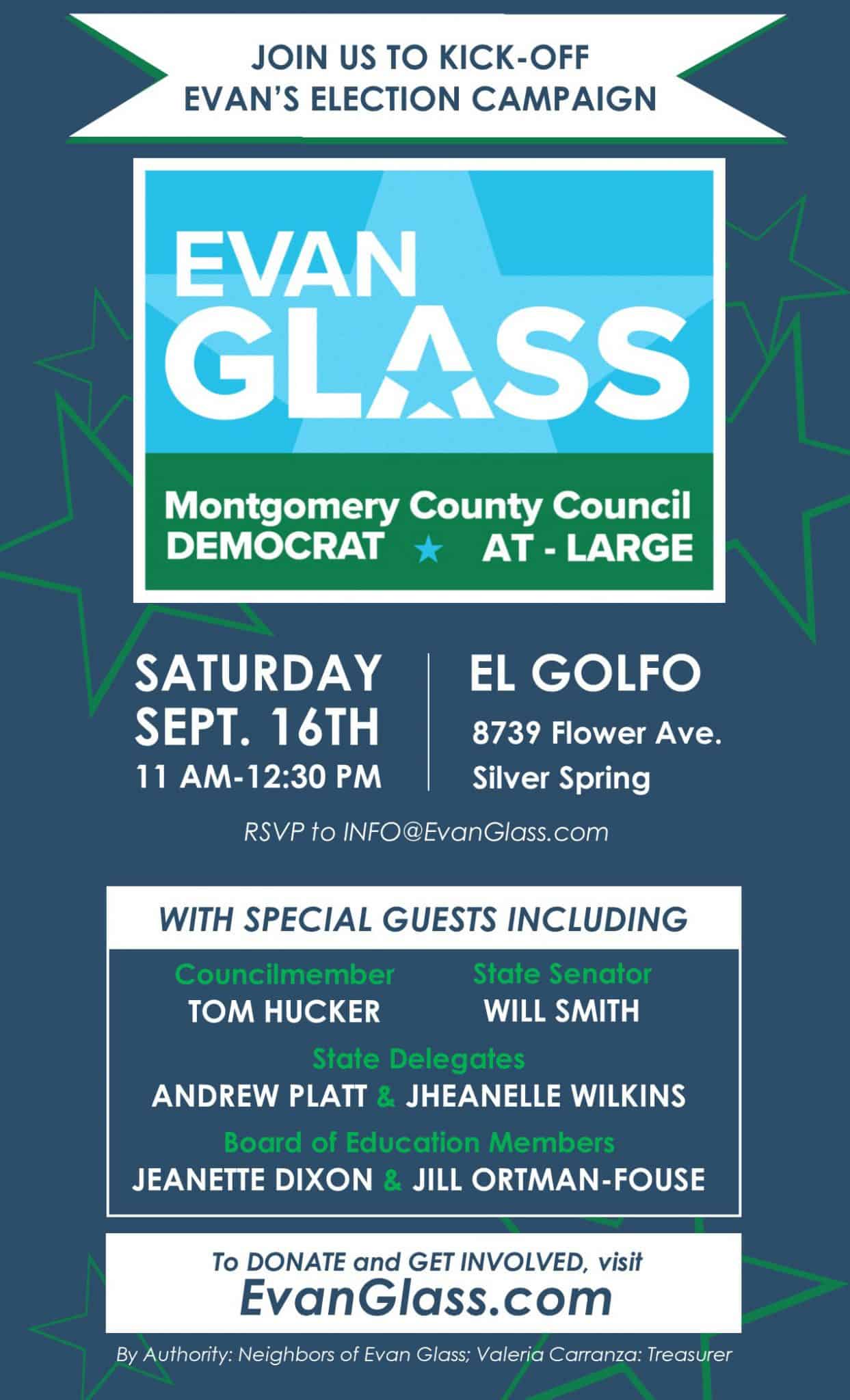 Evan Glass is kicking off his County Council campaign this weekend